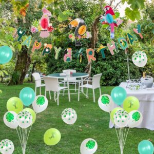 ADLKGG Hawaiian Birthday Party Decorations for Kids, Tropical Birds Parrot Toucan Honeycomb Paper Cutouts, Luau Happy Birthday Banner Palm Leaves Hibiscus Flowers Balloons for Summer Aloha Party