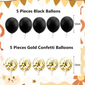 OLDER WISER HOTTER Banner Funny Birthday Party Decoration Supplies Glitter Hanging Garland Kit 10pcs Balloons Bunting 30th 40th 50h 60th 70th 80th Birthday Party Photobooth Backdrop Adult Black Gold