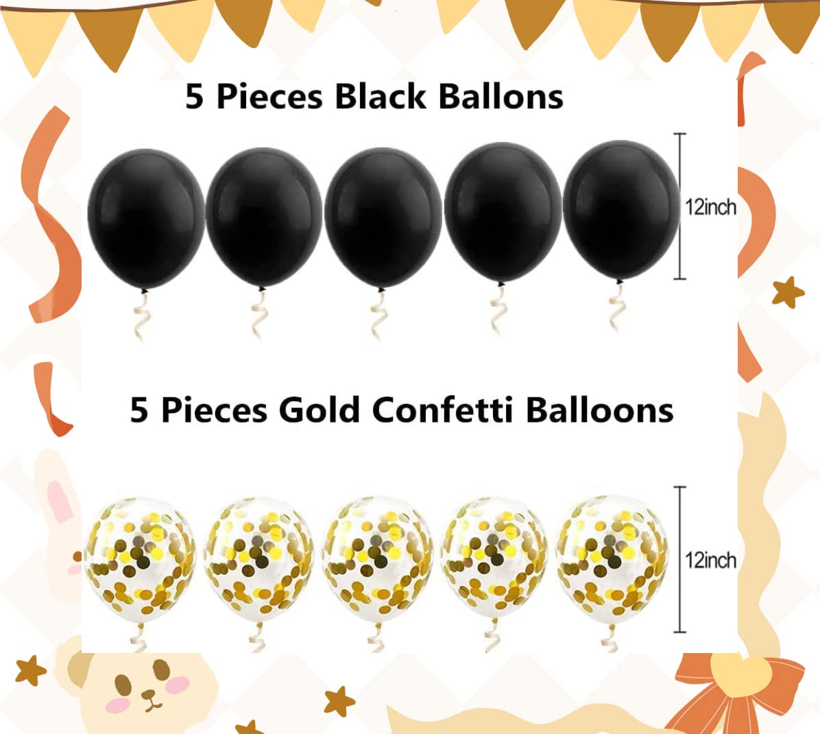 OLDER WISER HOTTER Banner Funny Birthday Party Decoration Supplies Glitter Hanging Garland Kit 10pcs Balloons Bunting 30th 40th 50h 60th 70th 80th Birthday Party Photobooth Backdrop Adult Black Gold