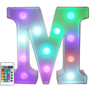 pooqla colorful led marquee letter lights with remote – party bar letters with lights decorations for the home - multicolor m