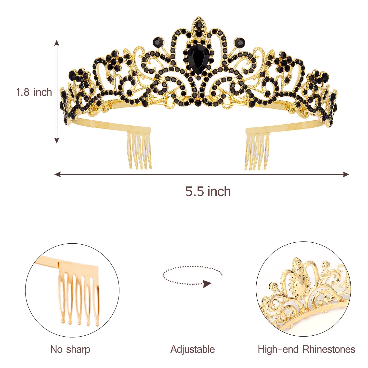 Birthday Decorations for Women, Black and Gold Party Decorations, Birthday Gift for Women, Birthday Stuff for Women, Happy Birthday Crown Tiara Birthday Sash, Birthday Party Supplies Women