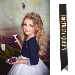 Birthday Decorations for Women, Black and Gold Party Decorations, Birthday Gift for Women, Birthday Stuff for Women, Happy Birthday Crown Tiara Birthday Sash, Birthday Party Supplies Women