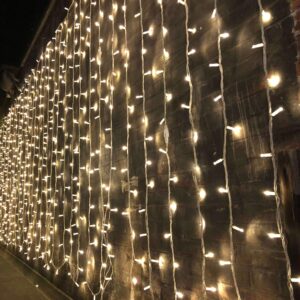 magictec 300 led curtain string light, 8 lighting modes fairy twinkle string lights wedding party home garden bedroom outdoor indoor wall decorations, warm white