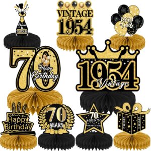 refavor 70th birthday decorations - 9pcs happy 70th birthday decorations men women cheer black gold table decoraions 1954 vintage honeycomb centerpieces 70 years birthday party decor men