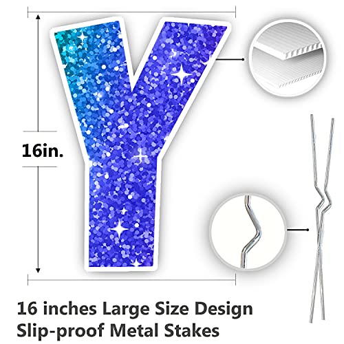 Coonoe Happy Birthday Yard Sign with Metal Stakes - 16” Outdoor Lawn Decorations, Weather-Resistant Letters, birthday party supplies gift for Kids & Adults (Glitter)