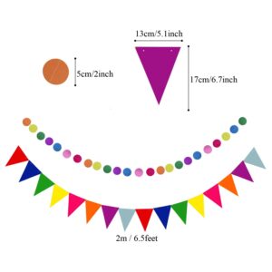 ZERODECO Birthday Party Decoration, Multi-colored Happy Birthday Banner with Paper Fans, Honeycomb Balls, Triangular Pennants, Circle Paper Garland, Hanging Swirls and Balloons