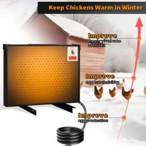 Ziopetru Chicken Coop Heater, Winter Poultry Warmer Coop Heater, Radiant Coop Heating Panel 9ft Anti-bite Cable, Suitable for Keeping Chickens Dogs Cats and Other Pets Warm