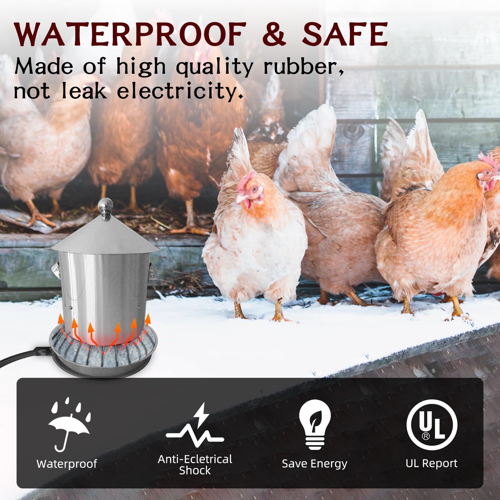 JESTOP 2Pcs Poultry Water Heater, 35W Chicken Water Heater Base, 120V Electric Deicer Heated Base for Poultry, Chicken Drinker Heated Pad for Winter