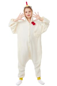 canasour unisex halloween kids chicken onesie for 5t girls costume party cosplay pyjamas (height 43-47”, 5t, chicken)