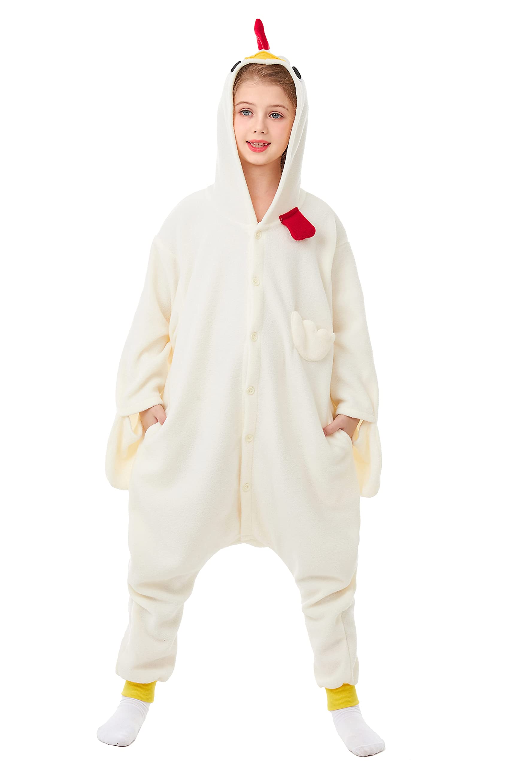 CANASOUR Unisex Halloween Kids Chicken Onesie For 5T Girls Costume Party Cosplay Pyjamas (Height 43-47”, 5T, Chicken)