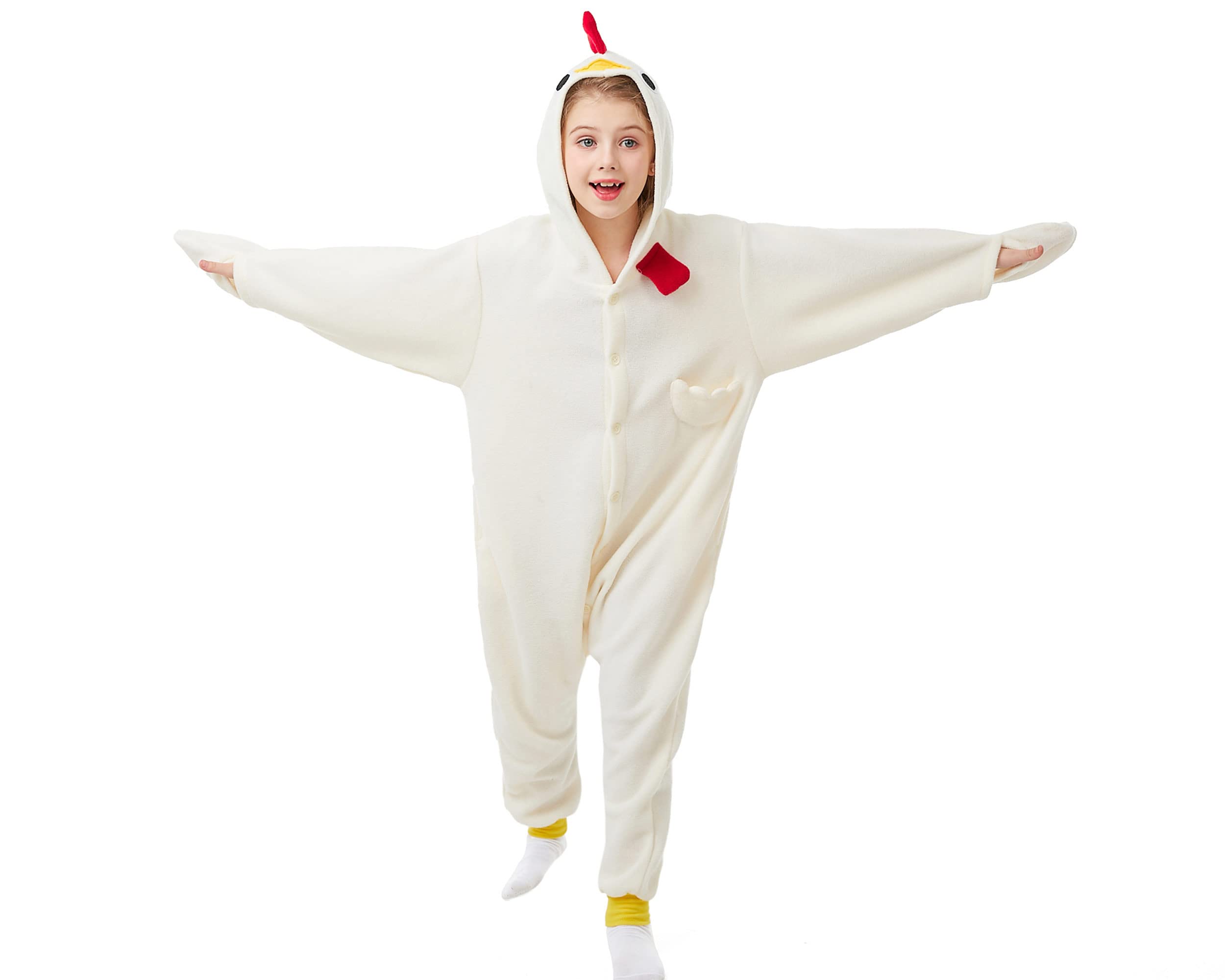 CANASOUR Unisex Halloween Kids Chicken Onesie For 5T Girls Costume Party Cosplay Pyjamas (Height 43-47”, 5T, Chicken)