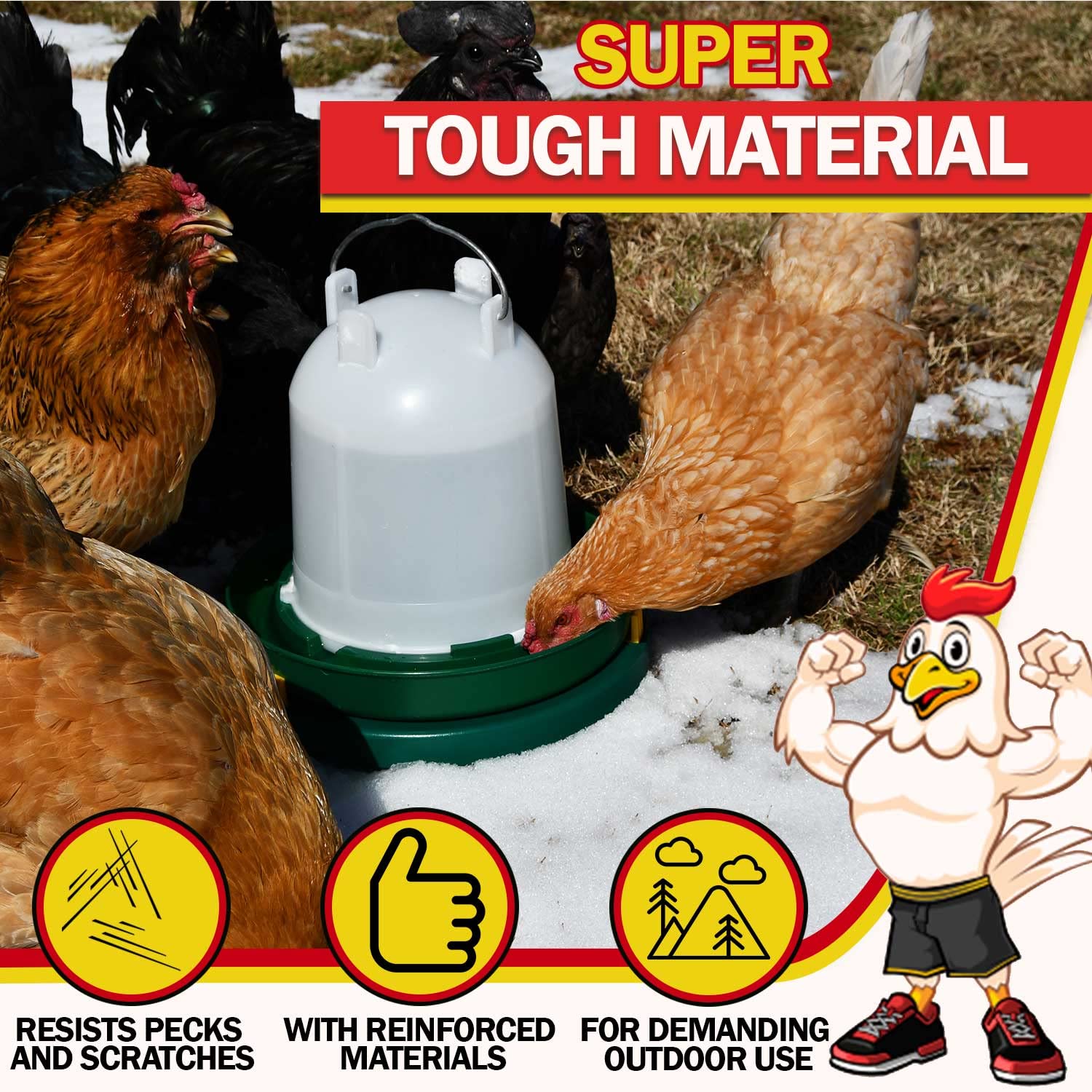 My Favorite Chicken Chicken Water Heater and Deicer - Electric Poultry Waterer for Winter - Portable Design, Freeze Proof Chicken Supplies for Outdoor Use - Water Heater and Warmer for Outside