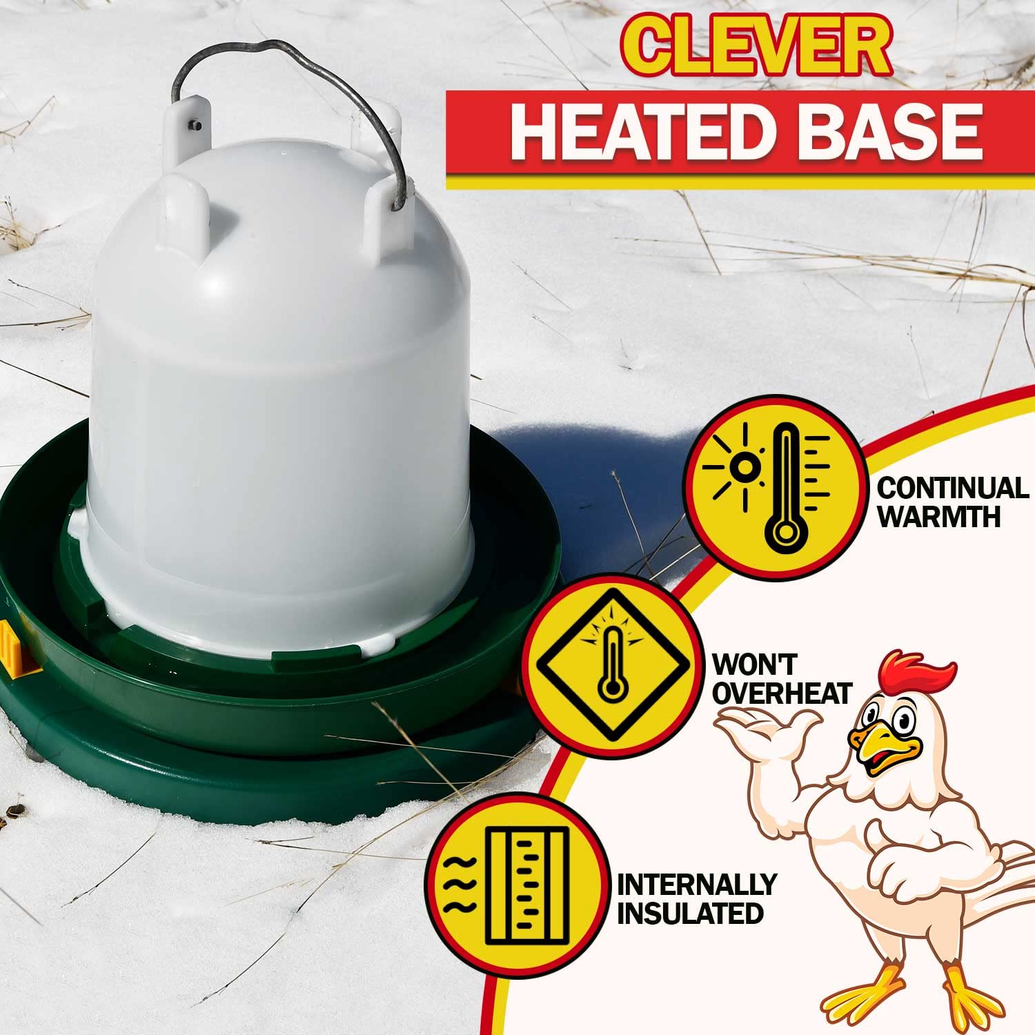 My Favorite Chicken Chicken Water Heater and Deicer - Electric Poultry Waterer for Winter - Portable Design, Freeze Proof Chicken Supplies for Outdoor Use - Water Heater and Warmer for Outside