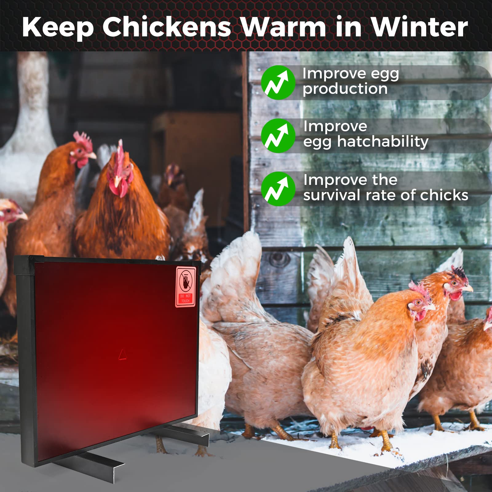 Chicken Coop Heater, Radiant Coop Heater Panel for winter, Chicken Heater Heating Panel Chicken Coop Accessories, Heat Warmer for Chicks Dogs Cats Pets Animals