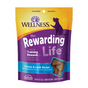 wellness rewarding life grain-free soft dog treats, made in usa with healthy ingredients, ideal for training (chicken & lamb recipe, 6-ounce bag)