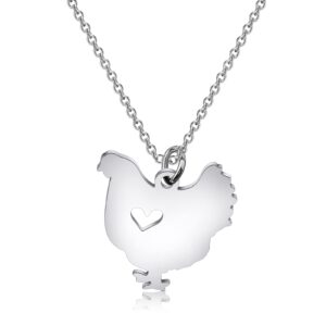 keychin funny chicken necklace chicken lover gifts chicken hen pendant jewelry for chicken mom chicken lady chicken owner (chicken nk-s)