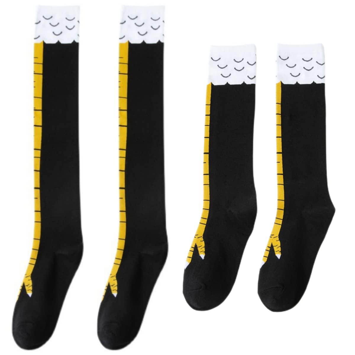 2 Pair Funny Chicken Legs Socks:24 inch Knee Socks,12 inch Calf Socks,Novelty Party Gifts for Women Men and Kids