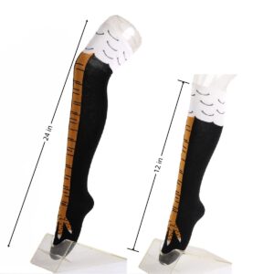 2 Pair Funny Chicken Legs Socks:24 inch Knee Socks,12 inch Calf Socks,Novelty Party Gifts for Women Men and Kids