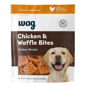 amazon brand - wag dog treats chicken and waffle bites 24oz