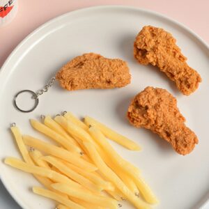 3 Pcs Imitation Food Keychain Fried Chicken Leg Chicken Wing Keychain Simulation Food Pendant Keychain for Home Office Car