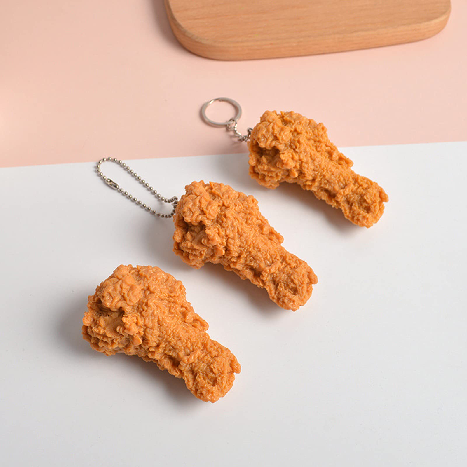 3 Pcs Imitation Food Keychain Fried Chicken Leg Chicken Wing Keychain Simulation Food Pendant Keychain for Home Office Car