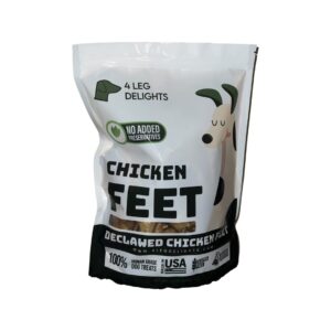 4 leg delights dehydrated chicken feet for dogs & pets (20 pack) declawed no nails usa made. 100% all-natural single ingredient.