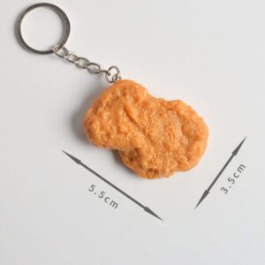 tenghong2021 Imitation Food Keychain Fried Chicken Leg Nuggets Wing Creative Keyring Fun Cute Handbag Purse Car Accessories (Set A(Chicken Nugget Necklace+Chicken Nugget Keychain))