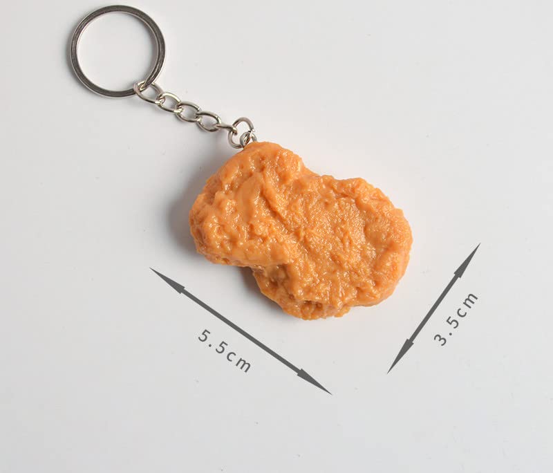 tenghong2021 Imitation Food Keychain Fried Chicken Leg Nuggets Wing Creative Keyring Fun Cute Handbag Purse Car Accessories (Set A(Chicken Nugget Necklace+Chicken Nugget Keychain))