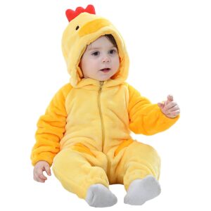 merryjuly baby halloween costumes for kids infant toddler boys girls animal onesie pajamas costume cartoon romper outfit chicken 100cm/18-24 months