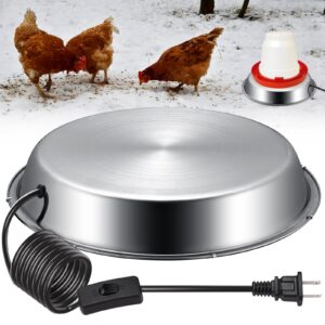 gsbomzap 12 inch chicken water heater base, 5 gallons poultry drinker heater base with thermostat and power cord, automatic electric poultry winter deicer heated base for plastic/metal chicken waterer