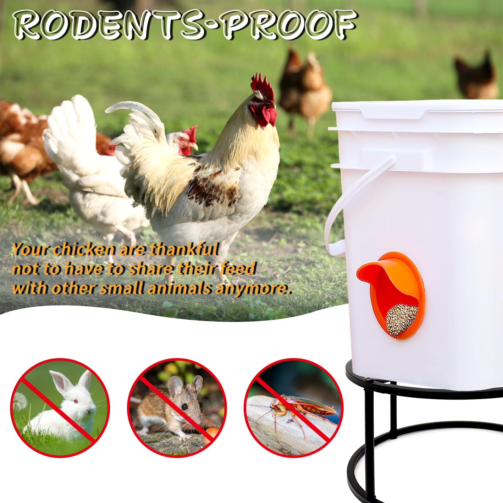 2Pcs Metal Stand for Chicken Feeder Waterer Heavy Duty Chicken Water Feeder Stand Holder with 4 Legs Rustproof Iron Chicken Waterer Buckets Stand Round Support Rack for Coop Poultry Indoor Outdoor