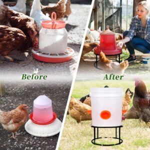 2Pcs Metal Stand for Chicken Feeder Waterer Heavy Duty Chicken Water Feeder Stand Holder with 4 Legs Rustproof Iron Chicken Waterer Buckets Stand Round Support Rack for Coop Poultry Indoor Outdoor