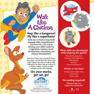 Walk Like A Chicken - No Reading Required, Hide & Seek Role-Playing Activity Game, Preschool & Kids, Children's Social & Physical Developmental Game, Outset Media, Ages 3+, 2+ Players