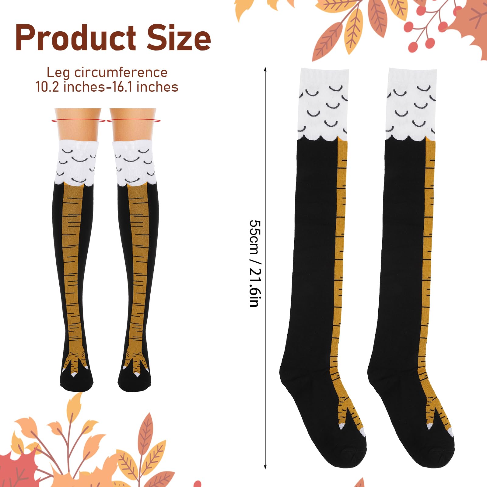 COMNICO Chicken Leg Socks 1 Pair 24 Inches Crazy Novelty Thanksgiving Turkey Animal Feet Claw Knee High Chicken Lady Stockings Adult Humor Party Funny Gifts for Women Men Kids