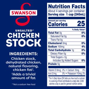 Swanson 100% Natural Unsalted Chicken Stock, 32 Oz Carton (Pack of 12)