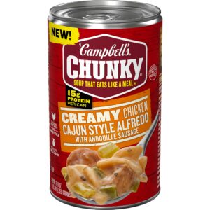 campbell’s chunky soup, creamy cajun chicken alfredo soup, 18.8 oz can