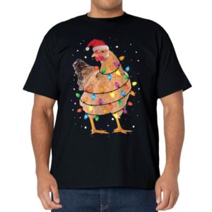 Christmas Lights Chicken Shirt Santa Funny Xmas Tree Chicken T-Shirt