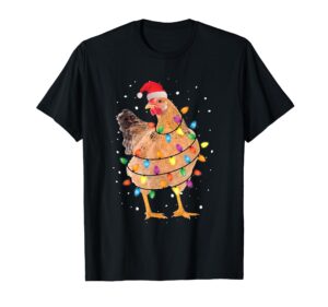 christmas lights chicken shirt santa funny xmas tree chicken t-shirt