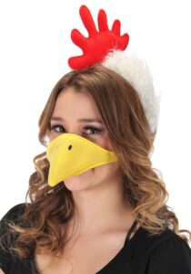 elope - chicken headband and beak mask costume accessory kit for adult and kids