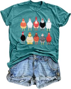 chicken shirt for women farm life t shirt funny chicken graphic tee shirts casual love chickens tops