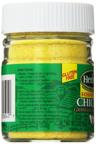 Herbox Granular Sodium Free Chicken Bouillon, 3.3 Ounce (Pack of 6)