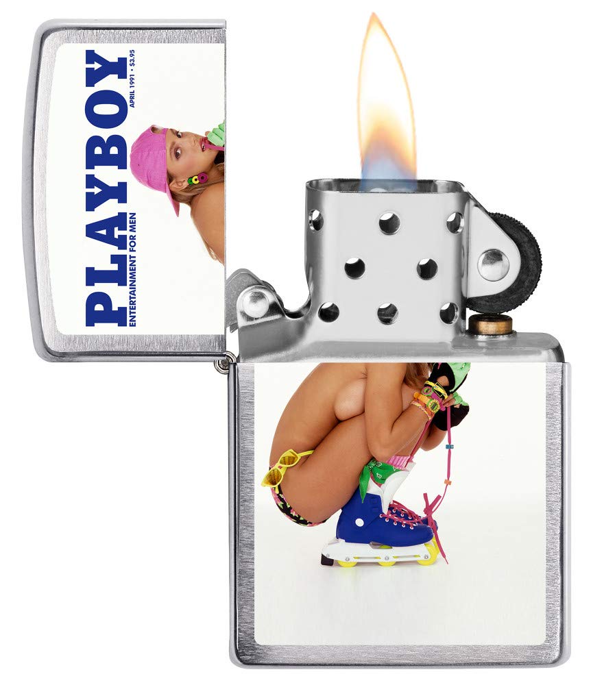 Zippo Playboy Cover April 1991 Brushed Chrome Pocket Lighter, One Size, Model Number: 200-CI017372