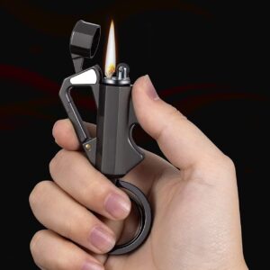 Katzone Flint Wheel Petro Oil Lighter Attached with Bottle Opener & Keychain & Carabiner - All in One