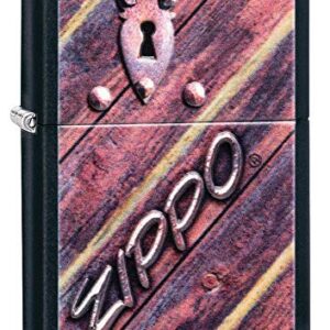 Zippo Lock Design Pocket Lighter, Black Matte Lock, One Size