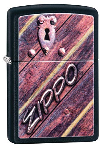 Zippo Lock Design Pocket Lighter, Black Matte Lock, One Size