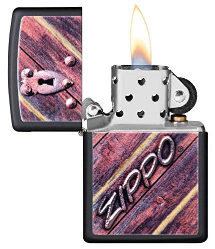 Zippo Lock Design Pocket Lighter, Black Matte Lock, One Size