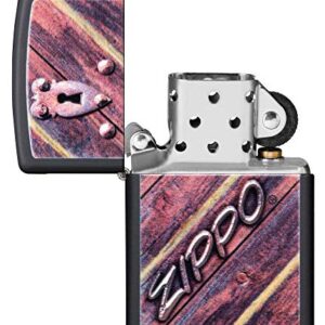 Zippo Lock Design Pocket Lighter, Black Matte Lock, One Size