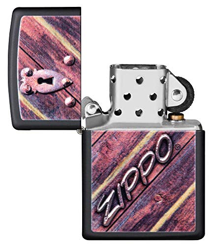 Zippo Lock Design Pocket Lighter, Black Matte Lock, One Size