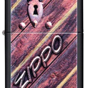 Zippo Lock Design Pocket Lighter, Black Matte Lock, One Size