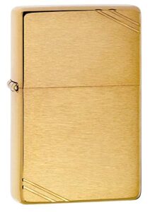 zippo vintage brushed brass with slashes pocket lighter